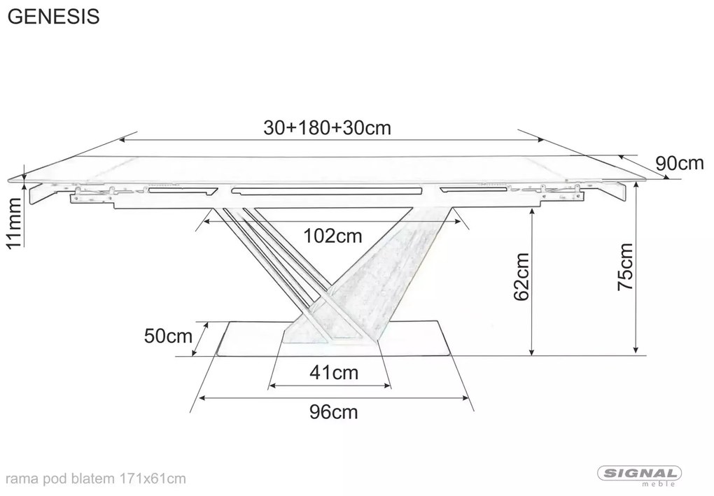 Rozkládací jídelní stůl Genesis 180/240 cm bílý/dub přírodní