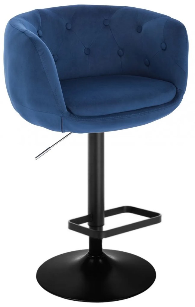 LuxuryForm DESIGN Barová židle MONTANA VELUR na černé kulaté podstavě - modrá