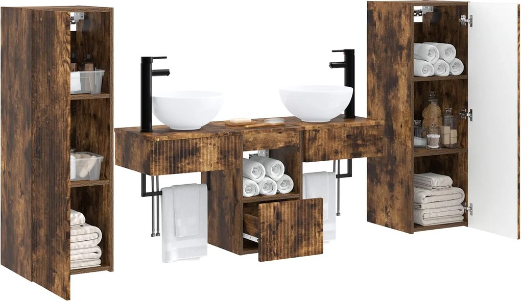Sada koupelnového nábytku 5 ks Kouřový dub 33 x 34,5 x 100 cm 3405968
