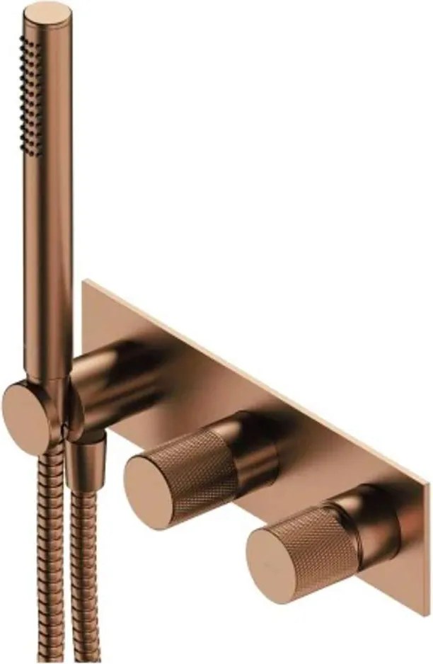 OMNIRES Contour - Baterie pod omítku s tělesem, pro 2 spotřebiče, s příslušenstvím, kartáčovaná měď CT8035-1CPB