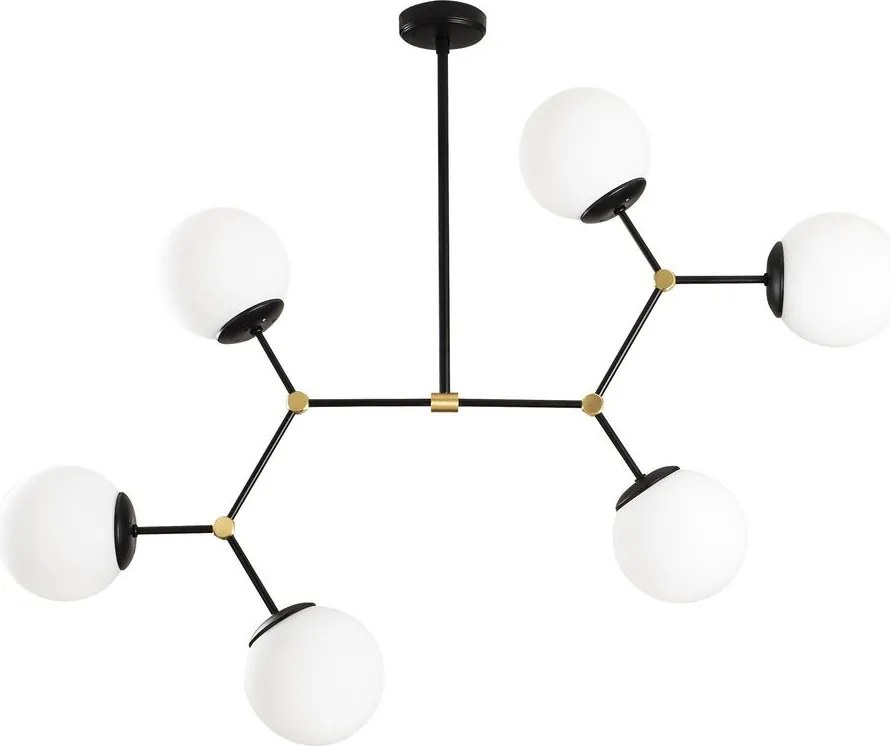Černobílé závěsné svítidlo se skleněným stínidlem Damar – Opviq lights