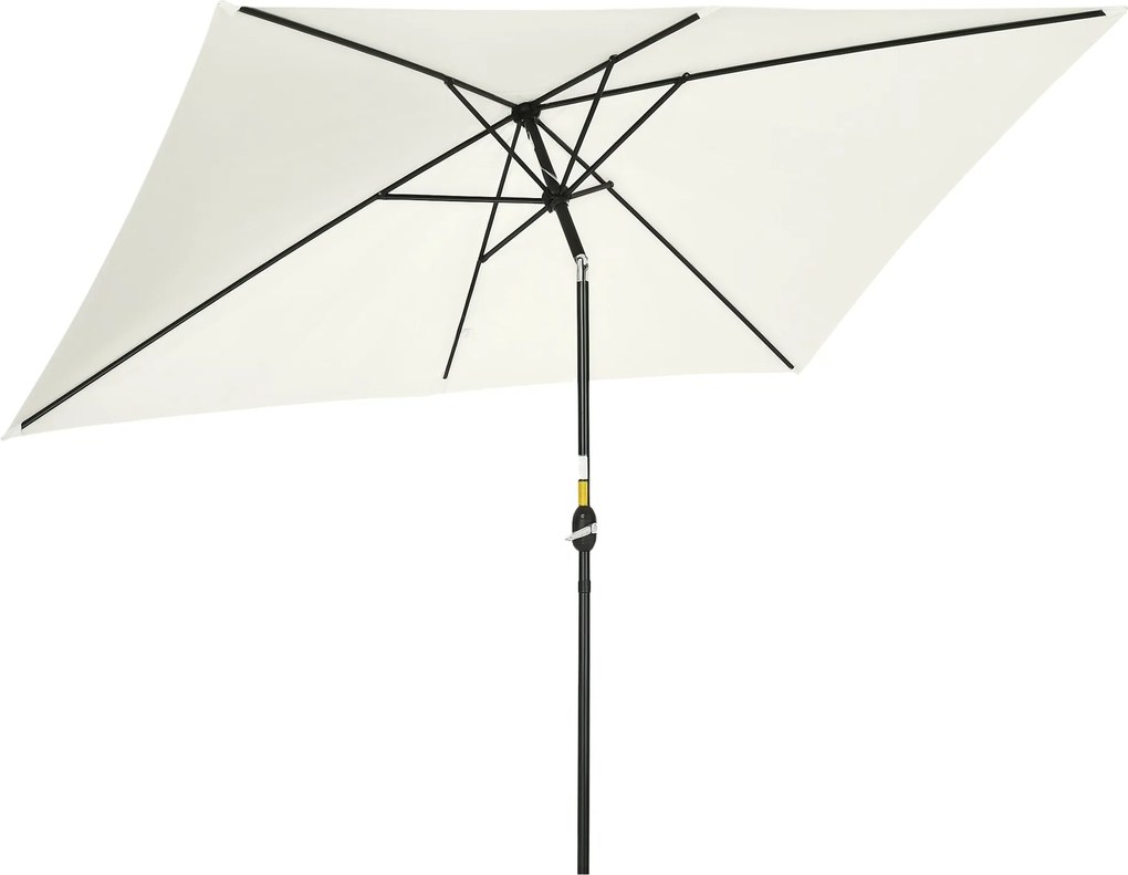 Outsunny Hliníkový Slunečník 200x300x253 cm Obdélníkový Zahradní Parasole s Kolečkem a Odnímatelným Postem proti UV záření pro Terasu, Bazén, Patio, E