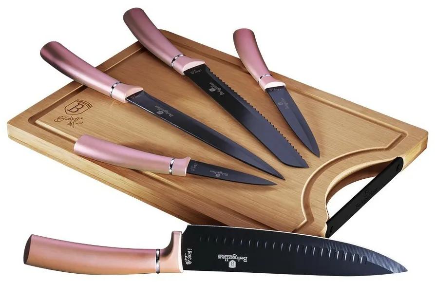 Berlinger Haus Sada nožů s nepřilnavým povrchem + prkénko 6 ks I-Rose Edition
