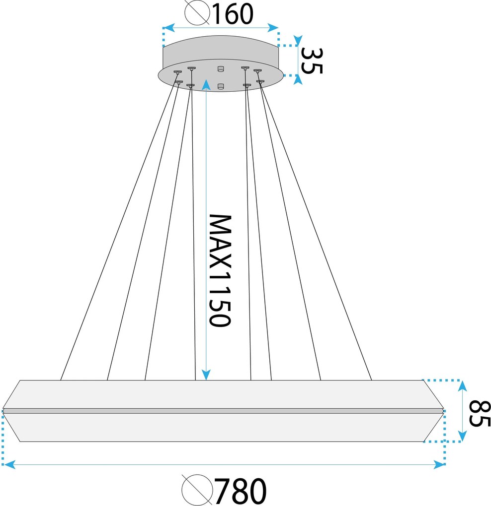 Toolight Toolight, LED stropní svítidlo 80cm, 45W, 4000K, APP1769-CP, zlatá, OSW-04347