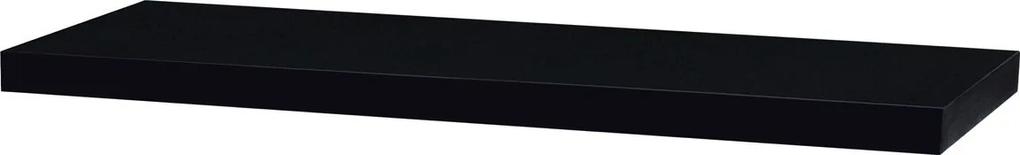 Autronic Polička nástěnná 90 cm, MDF, barva černý vysoký lesk, baleno v ochranné fólii P-013 BK