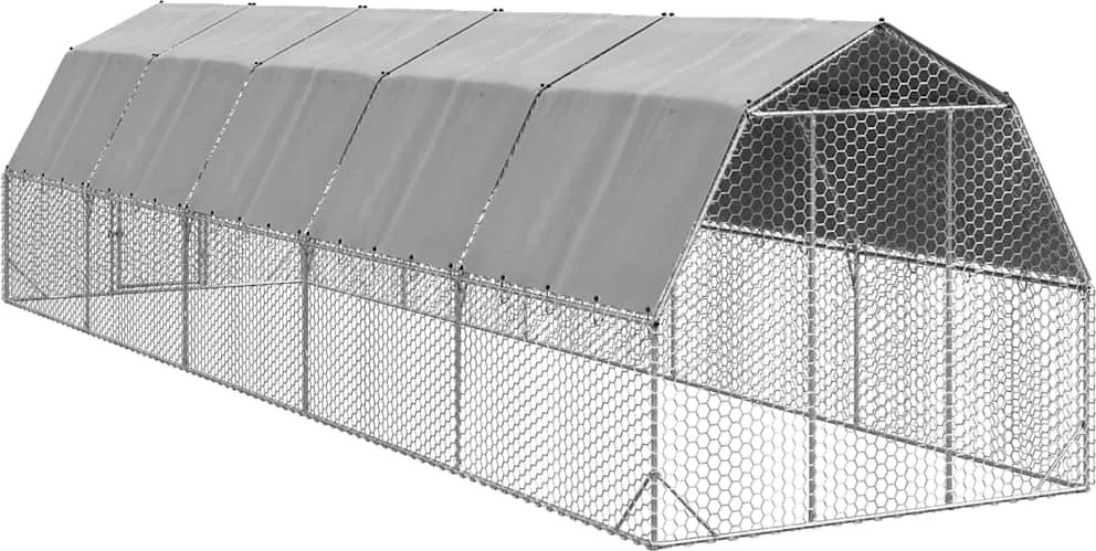Výběh pro slepice se střechou 2,5x10x2,25 m pozinkovaná ocel 3328524