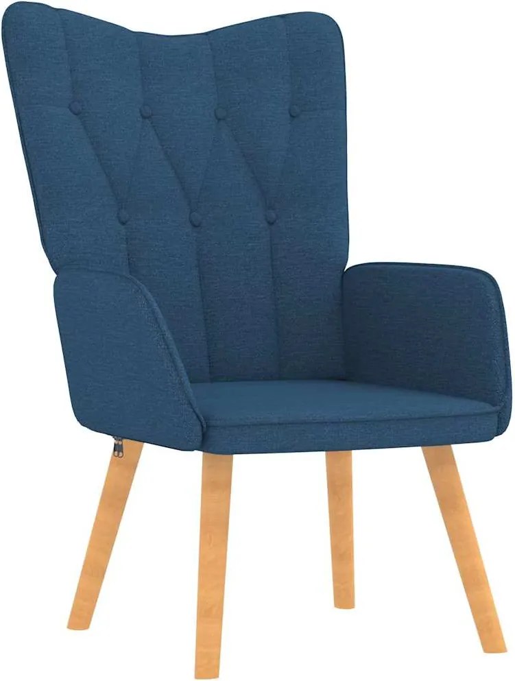 Relaxační křeslo se stoličkou modré textil 327538