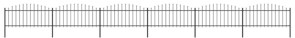 277708 vidaXL Zahradní plot s hroty ocel (0,5–0,75) x 10,2 m černý