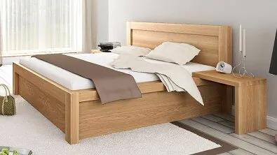 Postel Postelia CAPRI s úložným prostorem 160 x 200 buk - Dřevěná postel z masivu, bukové manželské dvoulůžko o šíři masivu 12 x 8 cm