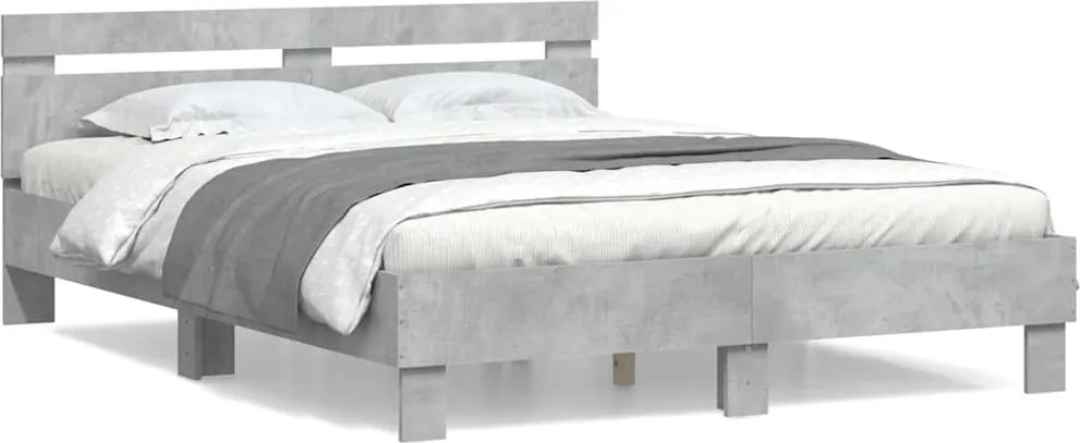 Rám postele s čelem betonově šedý 140 x 190 cm kompozitní dřevo 3207437