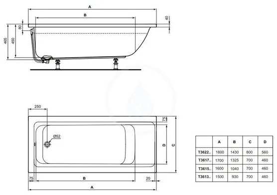 Ideal Standard Connect Air Vana 160x70 cm, bílá T361501