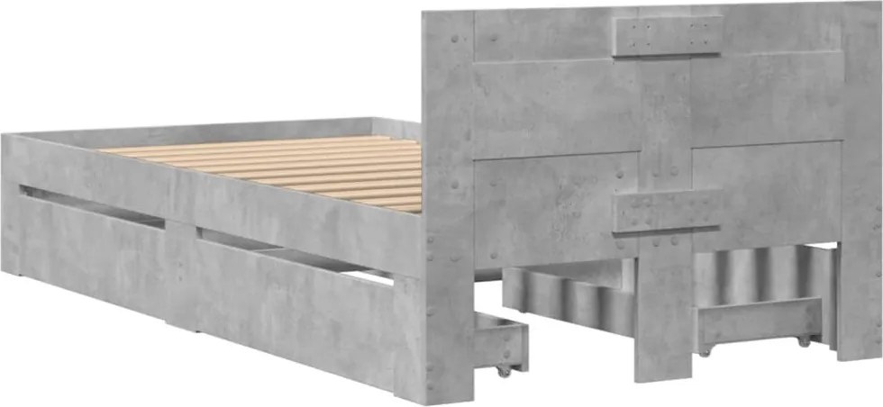 Rám postele s čelem betonově šedý 90 x 200 cm kompozitní dřevo 3295586