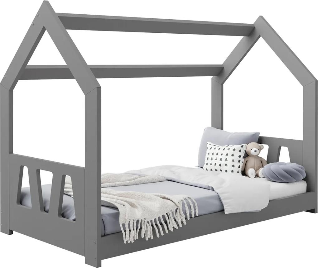 AMI nábytek Dětská postel DOMEČEK D2A 160 x 80 cm masiv šedá