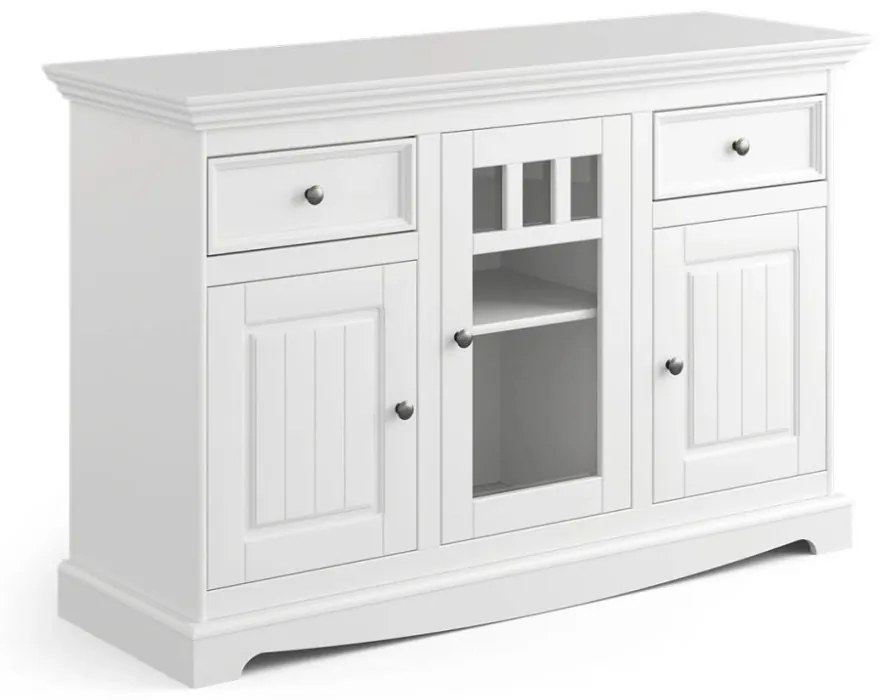 Massive home | Bílá komoda  z masivu Belluno Elegante 3D2S s bílou deskou