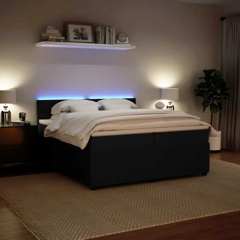 Box spring postel s matrací černá 200x200 cm samet 3290144