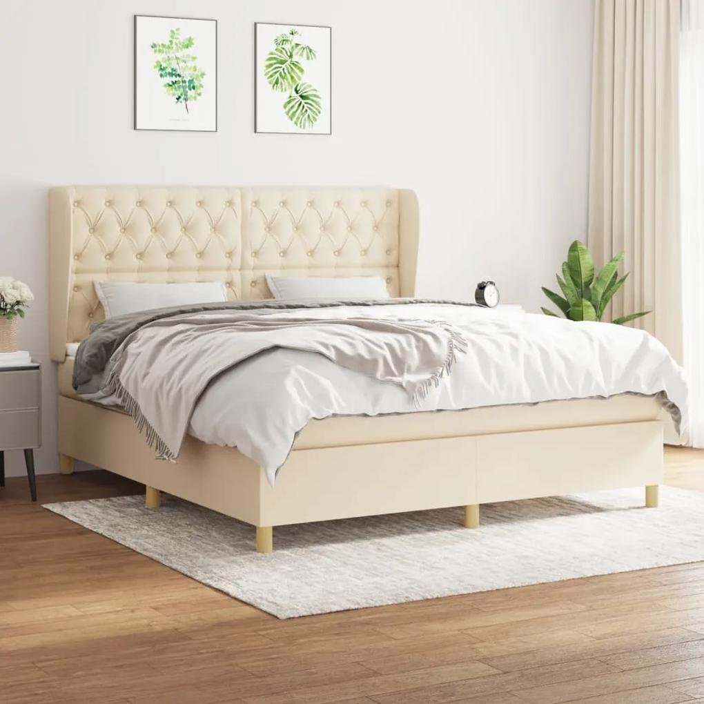 Box spring postel s matrací krémová 160x200 cm textil,  3128778