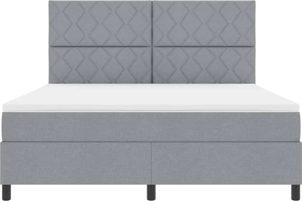 Postel s boxspringem s čelo Světle šedá 180 x 200 cm textil 3339483