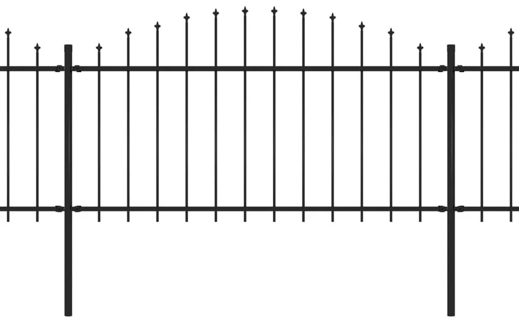 Zahradní plot s hroty ocel (1,25–1,5) x 15,3 m černý,  277738