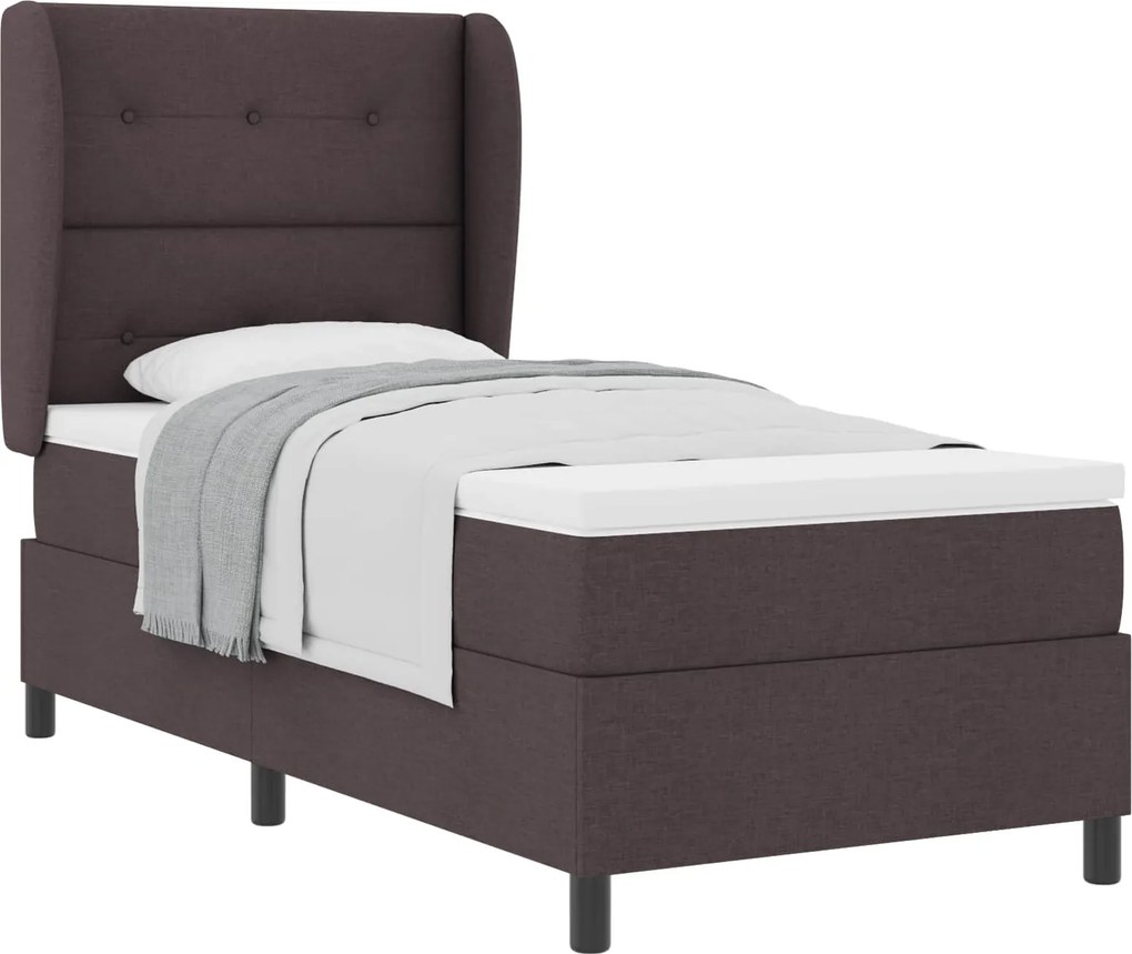 Postel s boxspringem s čelo Tmavě hnědá 80 x 200 cm textil 3340532