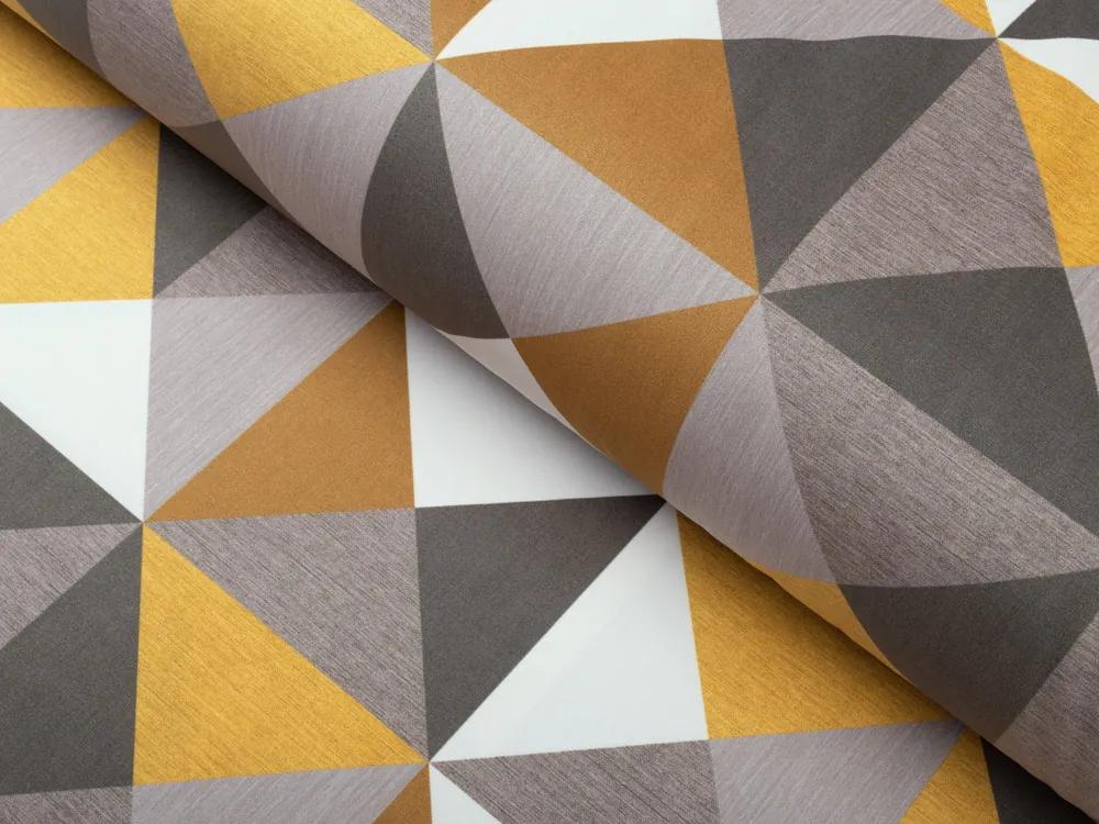 Biante Sametový běhoun na stůl Tamara TMR-020 Žluto-šedé trojúhelníky 35x140 cm