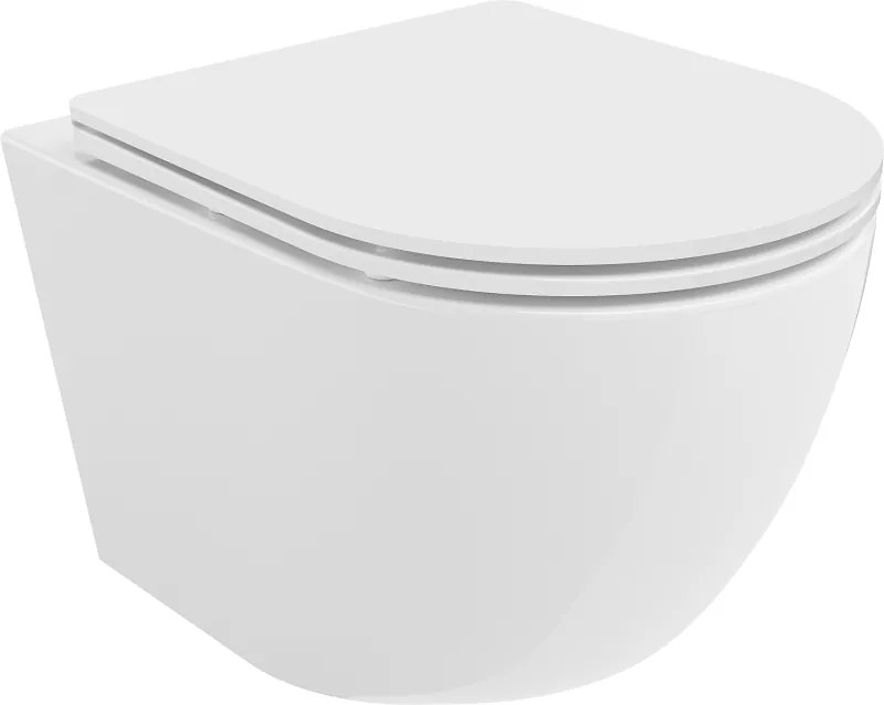 Mexen Lena WC mísa Rimless s pomalu padajícím tenkým sedátkem, duroplast, bílý lesk - 30220300