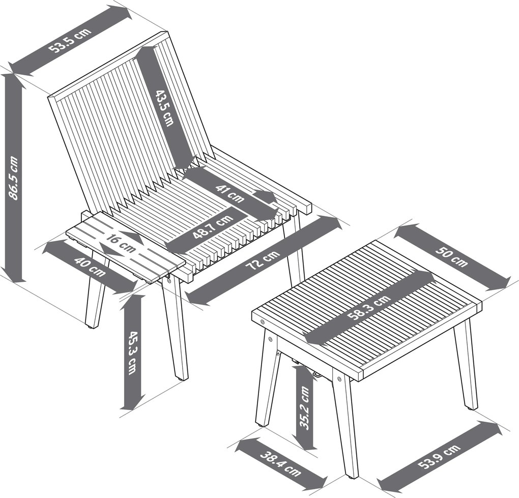 Tchibo - Lavička s flexibilním opěradlem - barva: hnědá