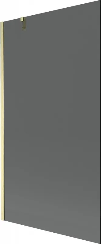 Mexen Next, 1-křídlová vanová zástěna 100 x 150 cm, 6mm šedé sklo, zlatá matná, 895-100-000-00-40-55