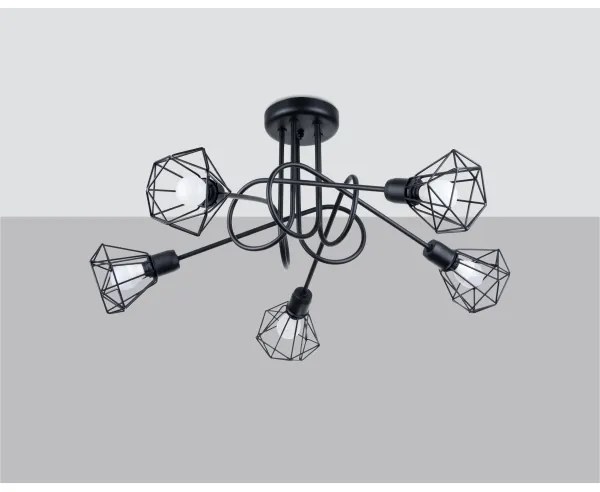 Sollux SL.1110 - Lustr na tyči ARTEMIS 5xE14/40W/230V černá