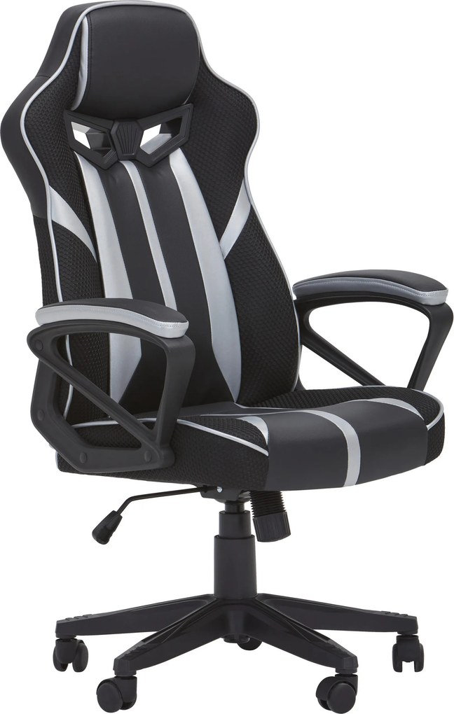 XXXLutz HERNÍ ŽIDLE, vzhled kůže, síťovina, černá, barvy stříbra MID.YOU - Online Only kancelářské židle - 001884003201