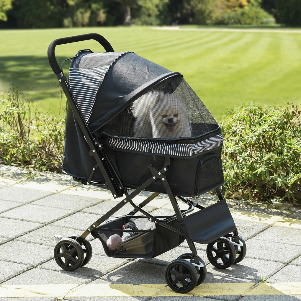 PawHut Dog Buggy Kočárek pro psy a kočky Kočárek pro kočky Oxford Black 76,5 x 52 x 95 cm