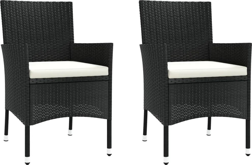 3dílný zahradní bistro set s poduškami černý polyratan 3187432