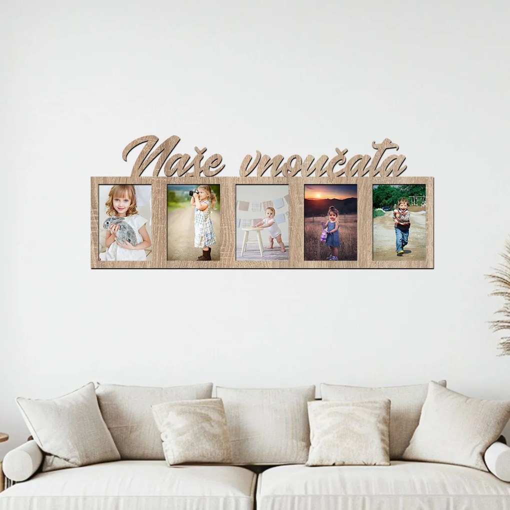dřevo života Dřevěný fotorámeček Naše vnoučata Zvolte barvu dekoru: Javor, Zvolte velikost fotografie (cm): 13x18, Počet fotorámečků: 2