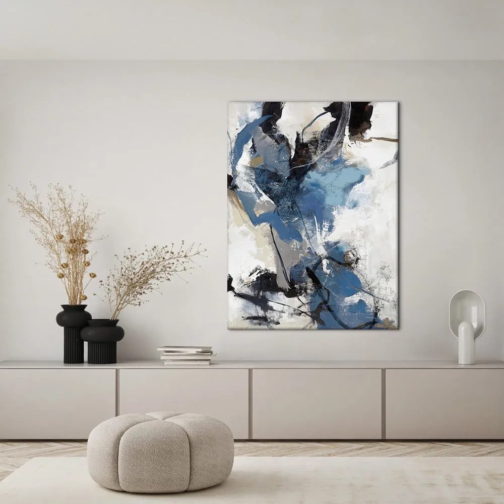 Obraz s ručně malovanými prvky na plátně 90x120 cm Blue Vibes – Malerifabrikken
