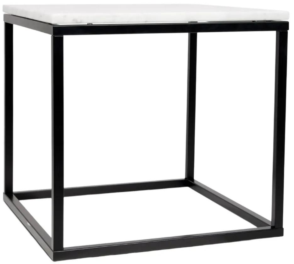 Bílý mramorový odkládací stolek TEMAHOME Prairie 50 x 50 cm s černou podnoží