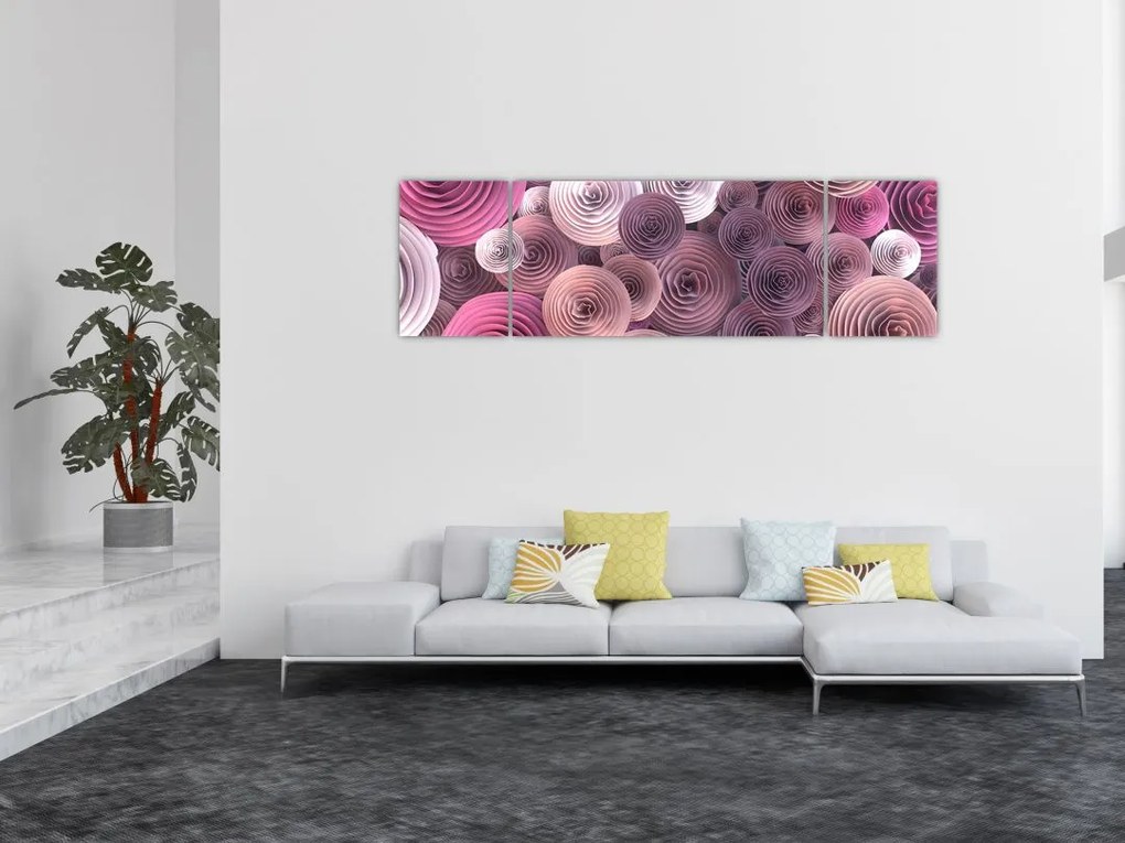 Abstraktní obraz květů růží (170x50 cm)