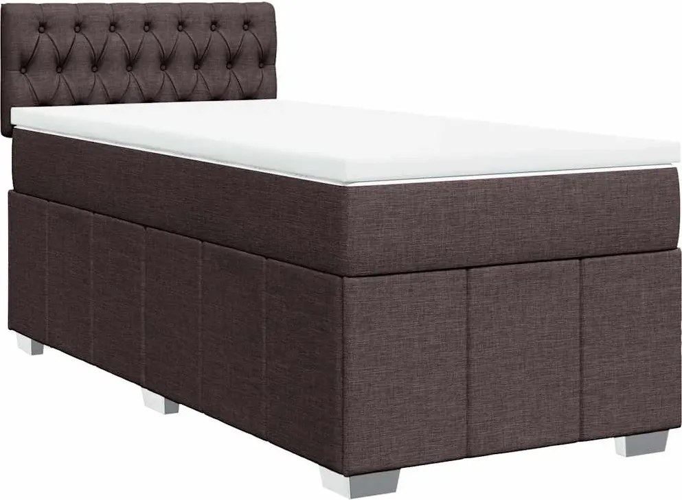 Box spring postel s matrací tmavě hnědá 90x200 cm textil 3286961
