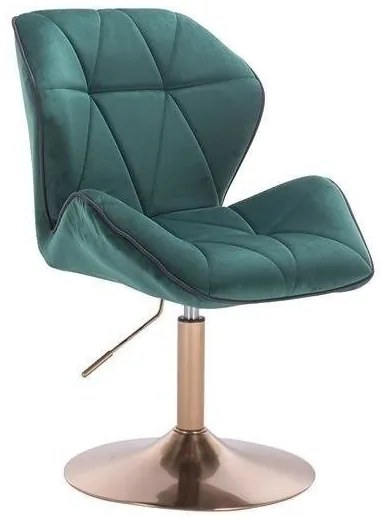 LuxuryForm DESIGN Otočná židle MILANO MAX VELUR na zlatém talíři - zelená