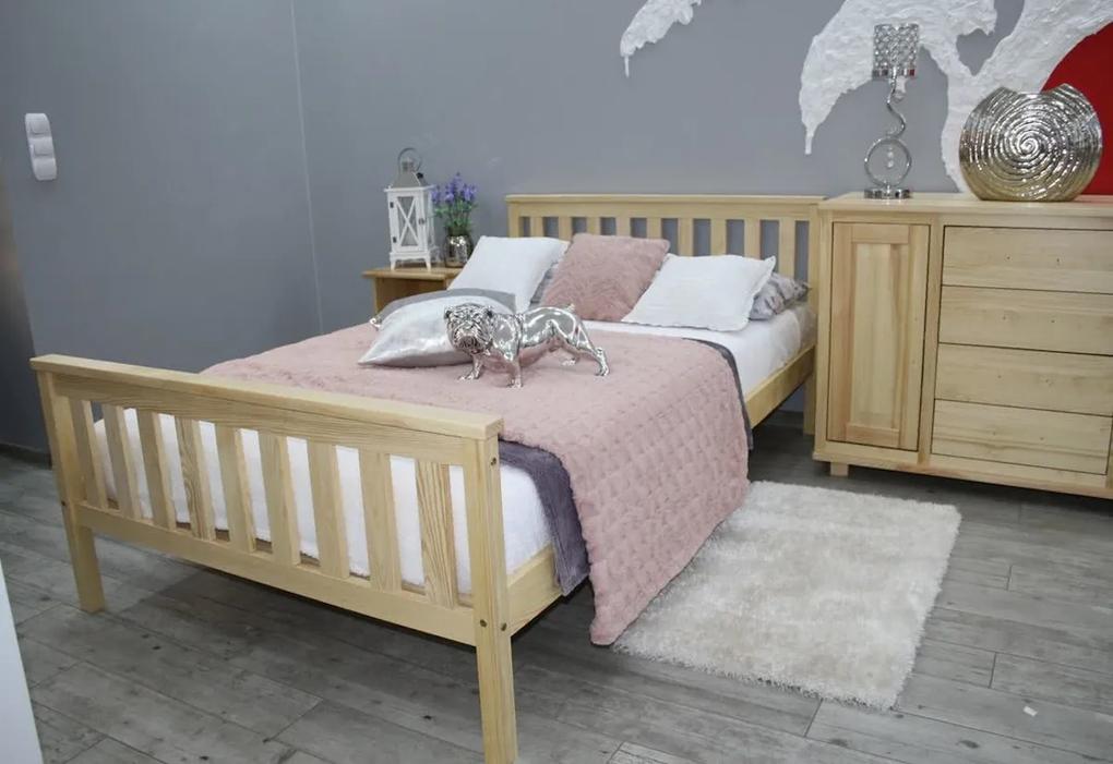 Vyvýšená postel IZA + rošt + matrace COMFORT, 160x200, přírodní