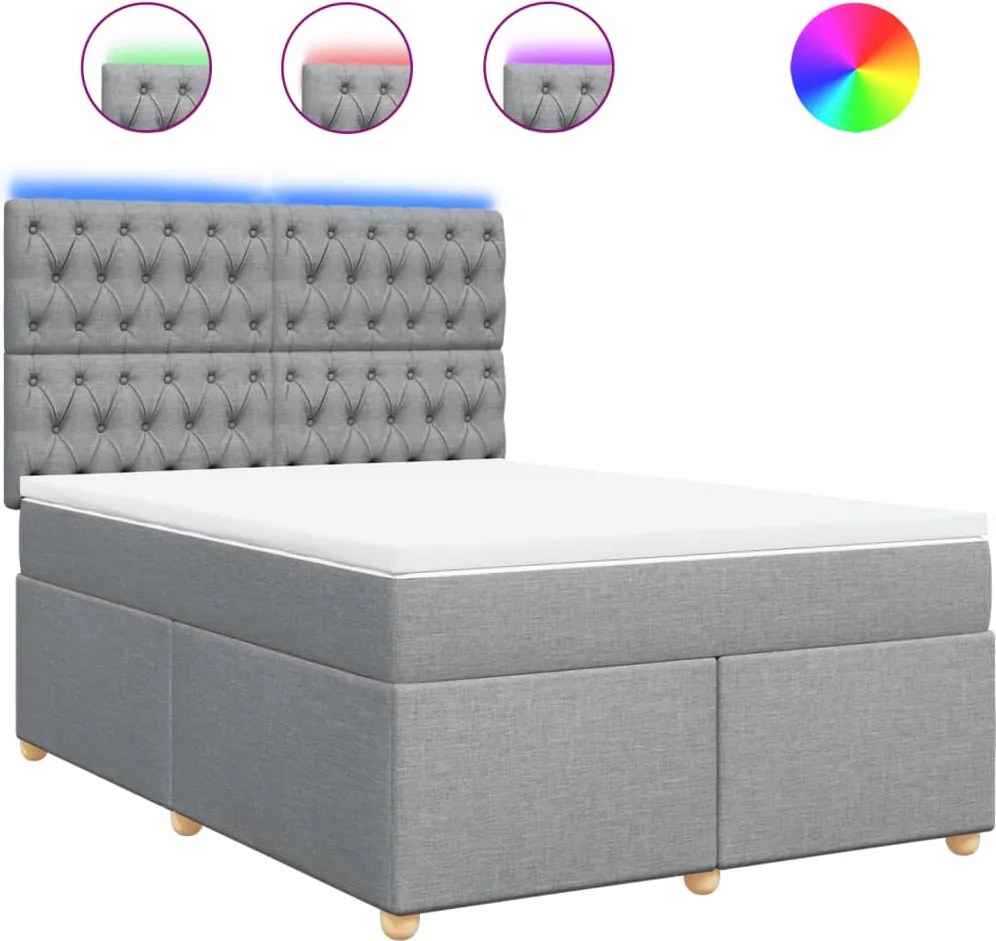 Box spring postel s matrací světle šedá 160 x 200 cm textil 3293638