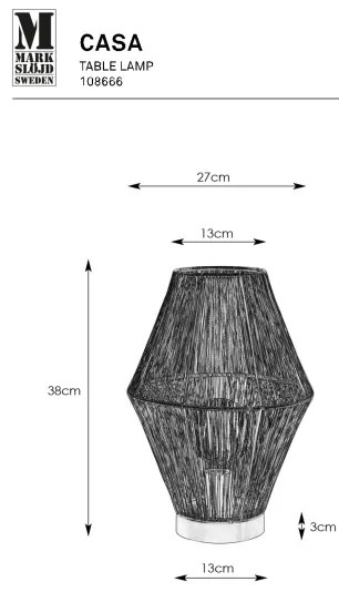 Markslöjd 108666 - Stolní lampa CASA 1xE27/40W/230V černá