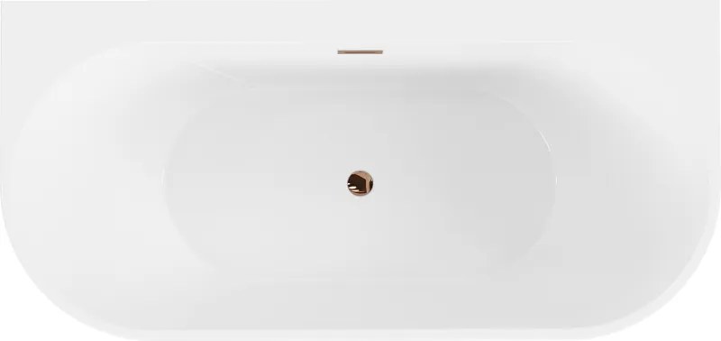 Mexen Oval+, volně stojící vana ke stěně 170 x 80 cm, bílá lesklá, růžové zlato přepad, 52681708000-60