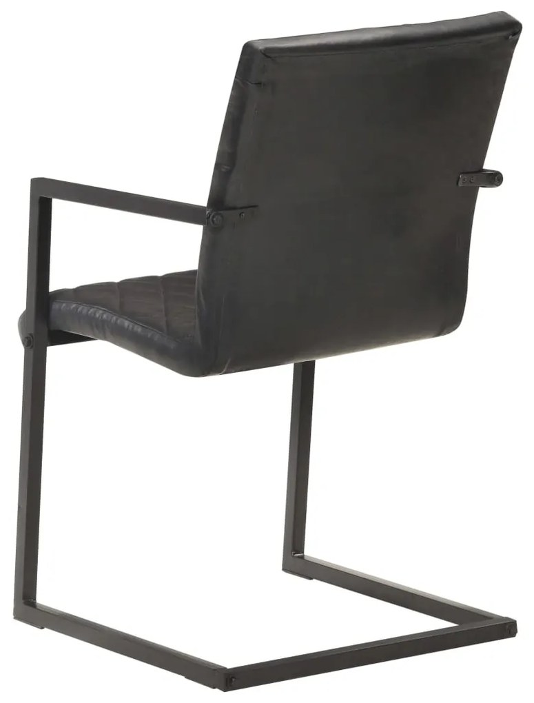 Konzolové jídelní židle 4 ks černé pravá kůže - Default Title