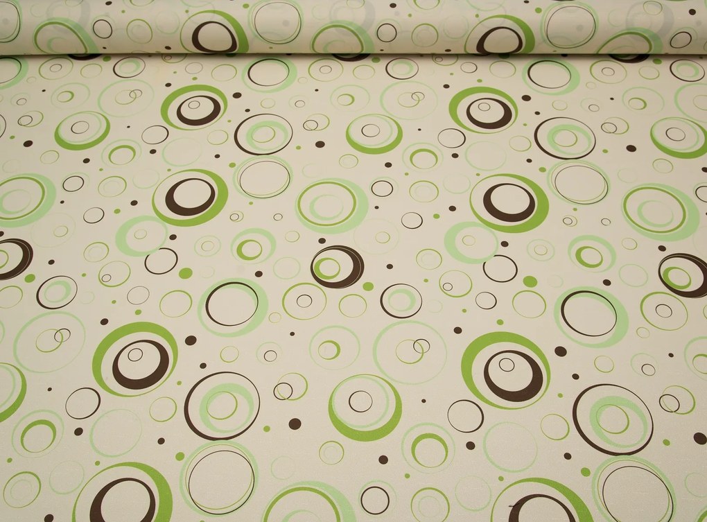 Ubrus teflonový zelené kruhy Rozměry: průměr 130, Tvar: Kulatý