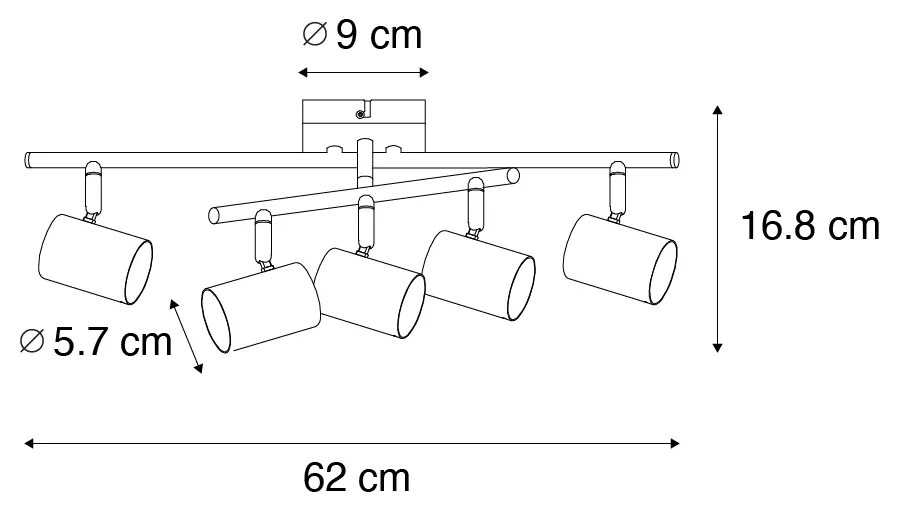 Moderní stropní svítidlo bronzové 5-světlo nastavitelné obdélníkové - Jeana