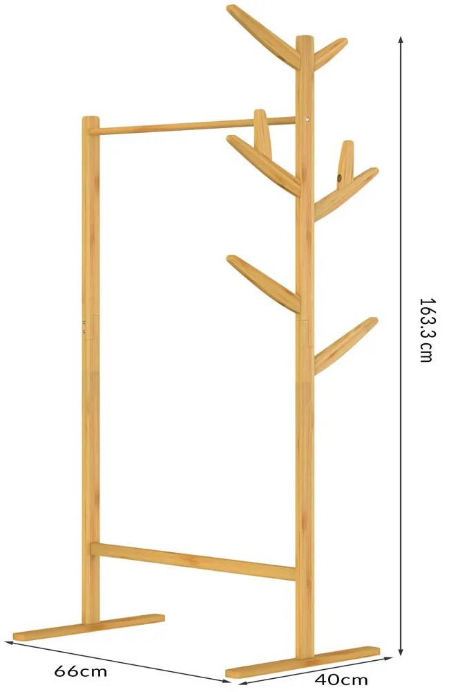 Bambusový stojan na oblečení RADO, 66x40x163, 3cm, hnědá Casaria