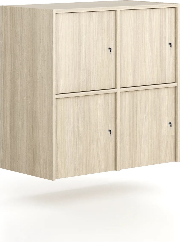 Nástavba pro skříně FRAME, 4x dveře, 872 x 450 x 854 mm, cylindrický zámek, dub přírodní