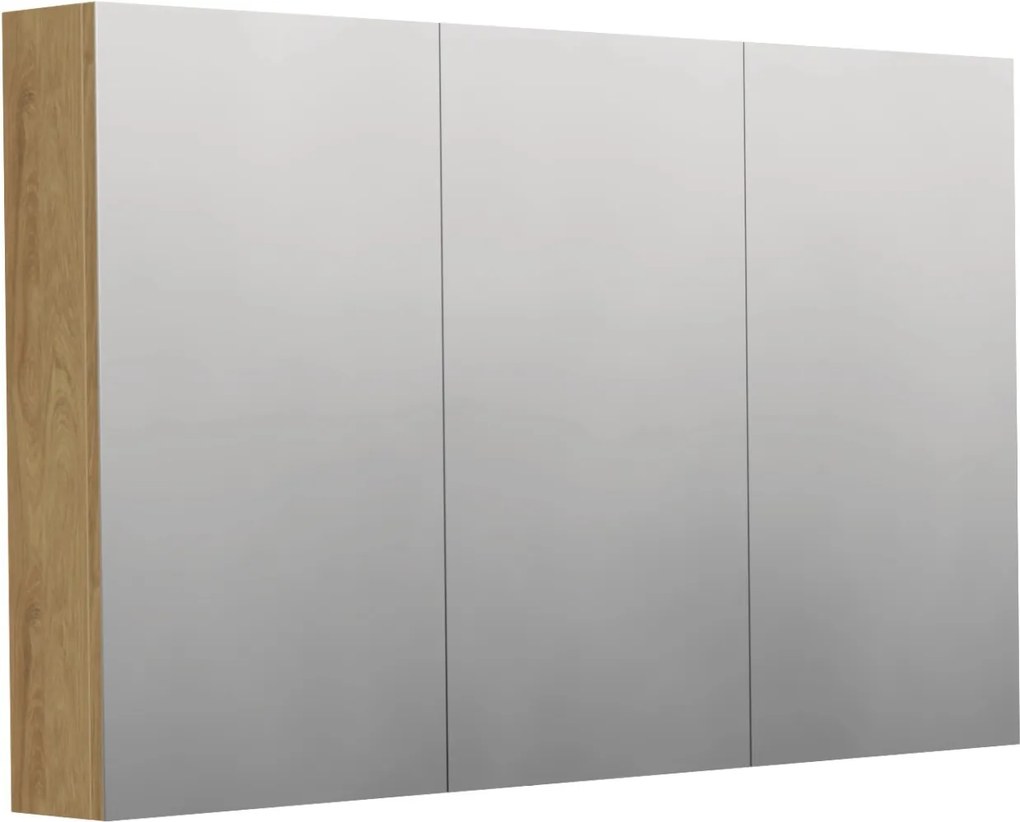 INTEDOOR Zrcadlová skříň BEE, 3 dveře, el. zásuvka, IP44, š. 120cm, dub Hickory