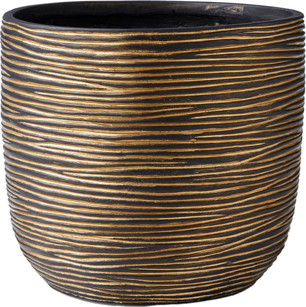 Capi Nature Rib Planter Ball Black Gold Ø 17 cm / V 15 cm