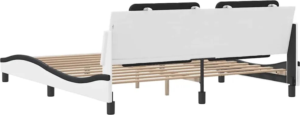 Rám postele bez matrace Zadar bílý a černý 180 x 200 cm umělá kůže 3208204
