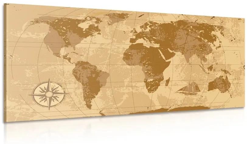 Obraz rustikální mapa světa - 120x60 cm